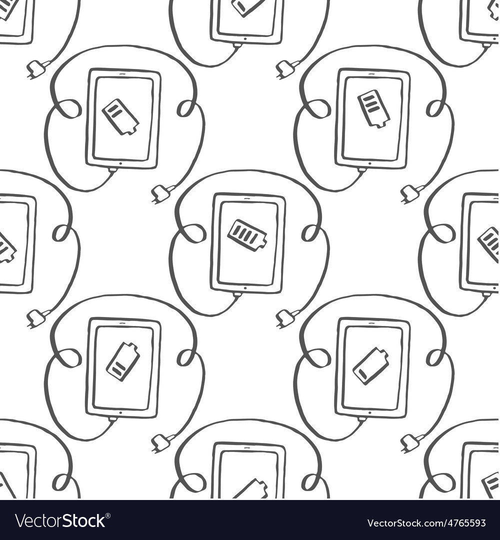 Seamless pattern tablet with plug Royalty Free Vector Image