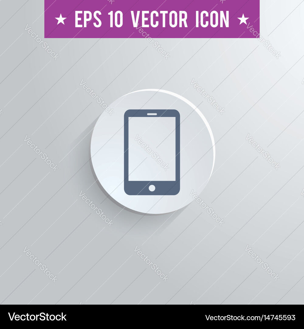 Smartphone symbol icon on gray shaded background Vector Image