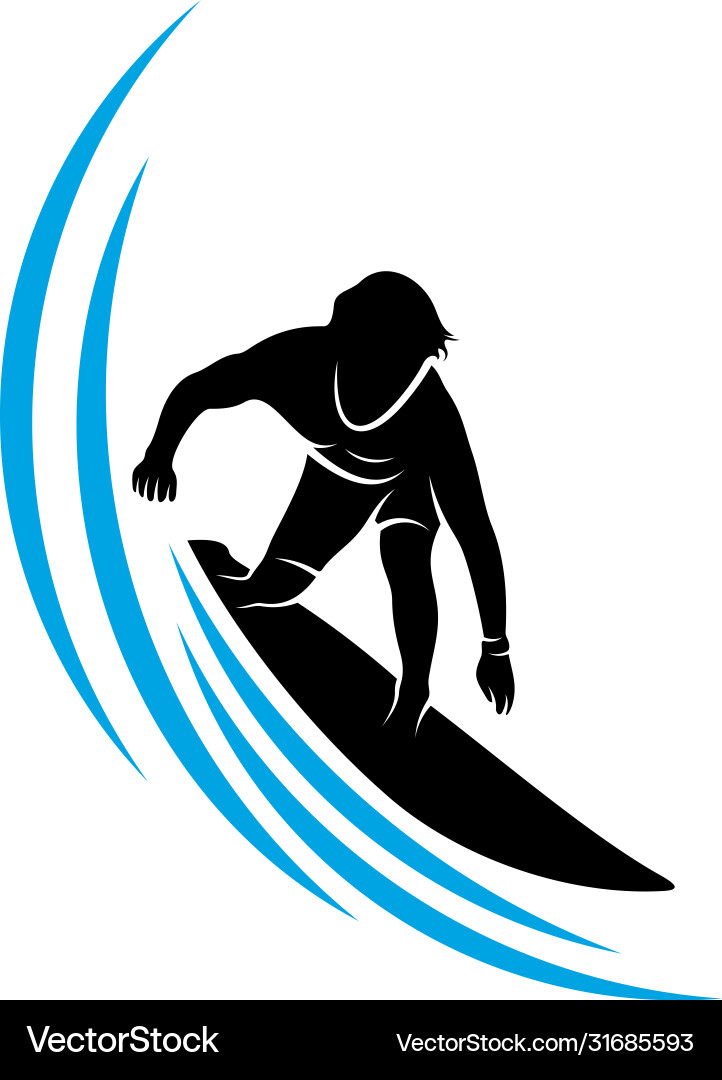 Surfing with water wave logo template symbol Vector Image