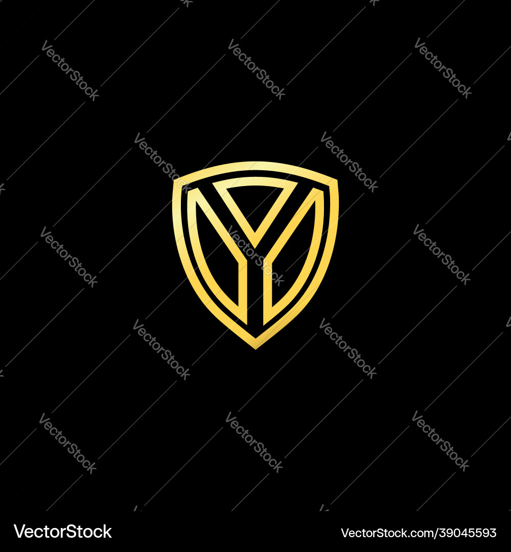 Y letter emblem logo design with golden shield Vector Image
