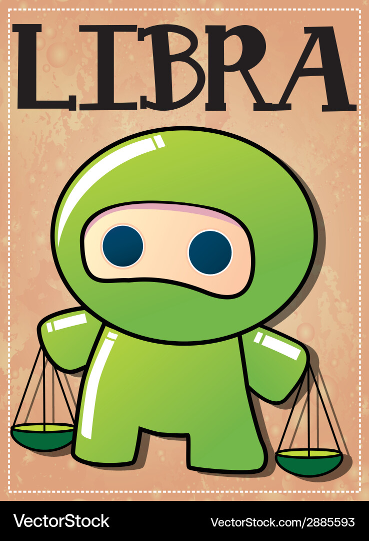 Zodiac sign libra with cute black ninja character Vector Image