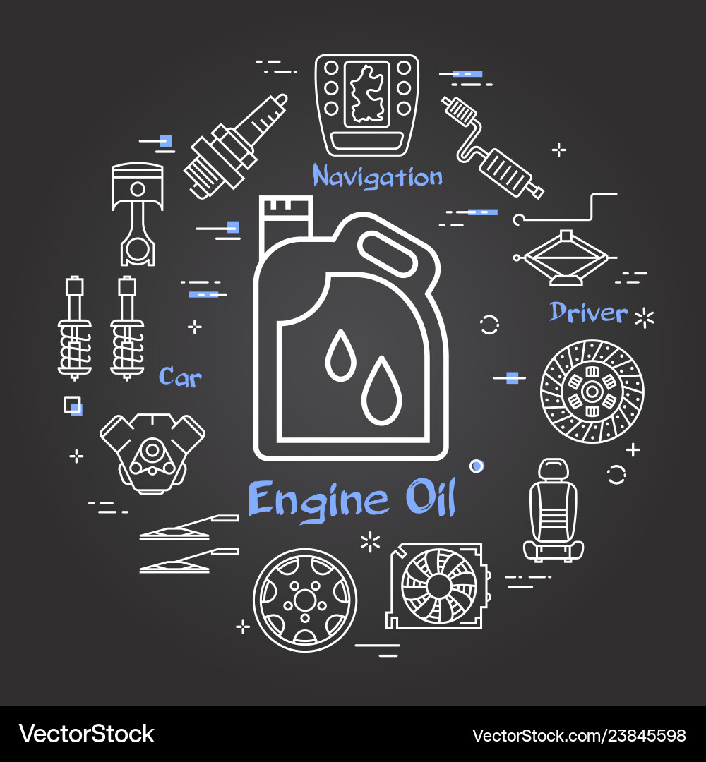 Black linear banner of engine oil Royalty Free Vector Image