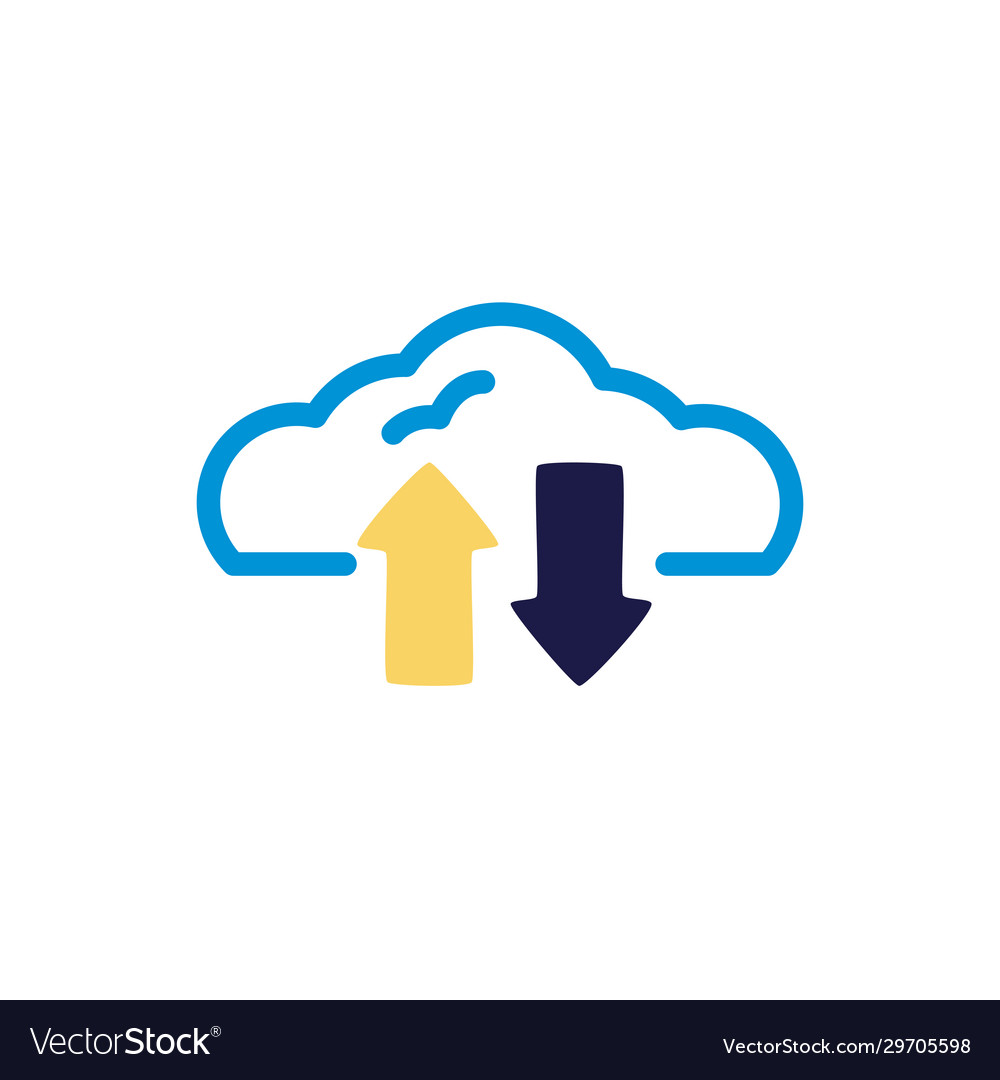 Cloud computing with arrows down and up load Vector Image
