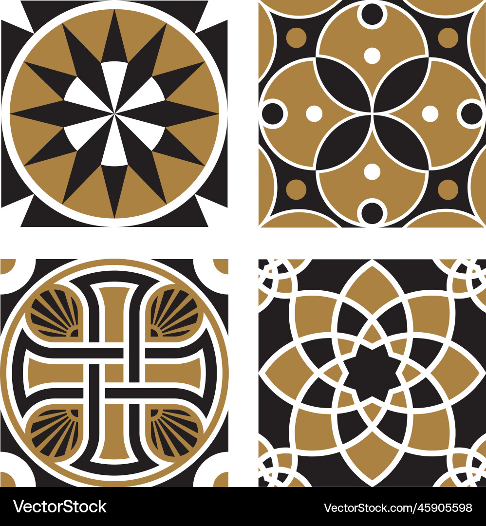 Collection of vintage ornamental tile patterns Vector Image