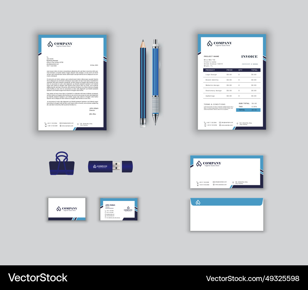 Corporate modern stationary set design template Vector Image