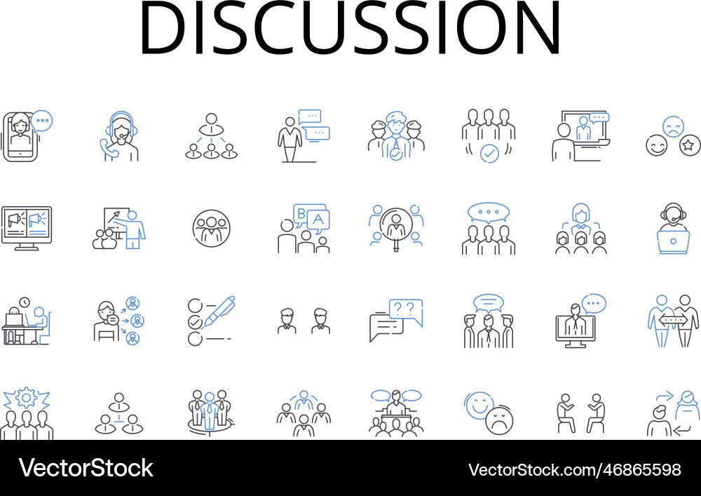 Discussion line icons collection debate dialogue Vector Image
