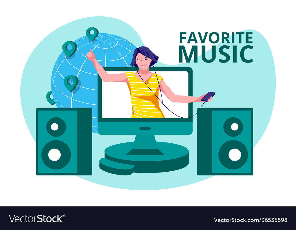 Favorite music concept banner template Royalty Free Vector