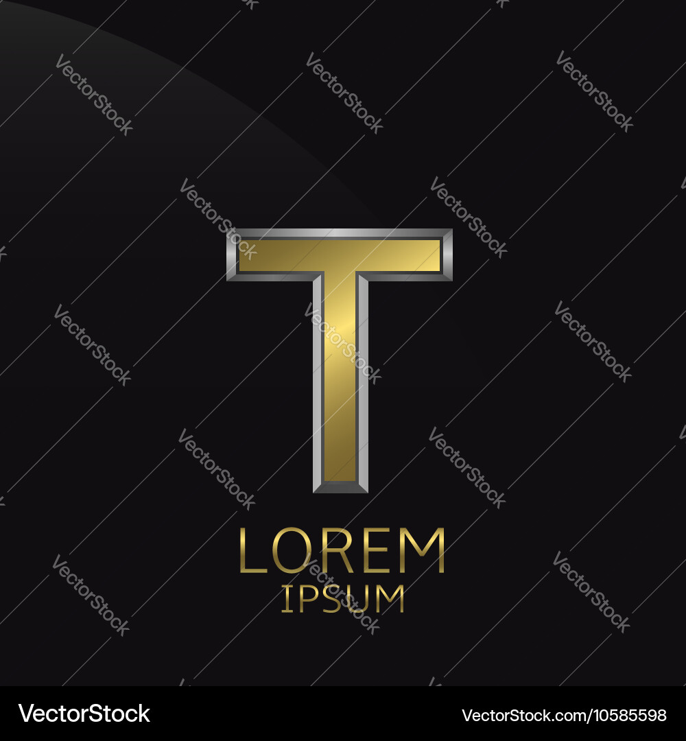 Golden t letter emblem Royalty Free Vector Image