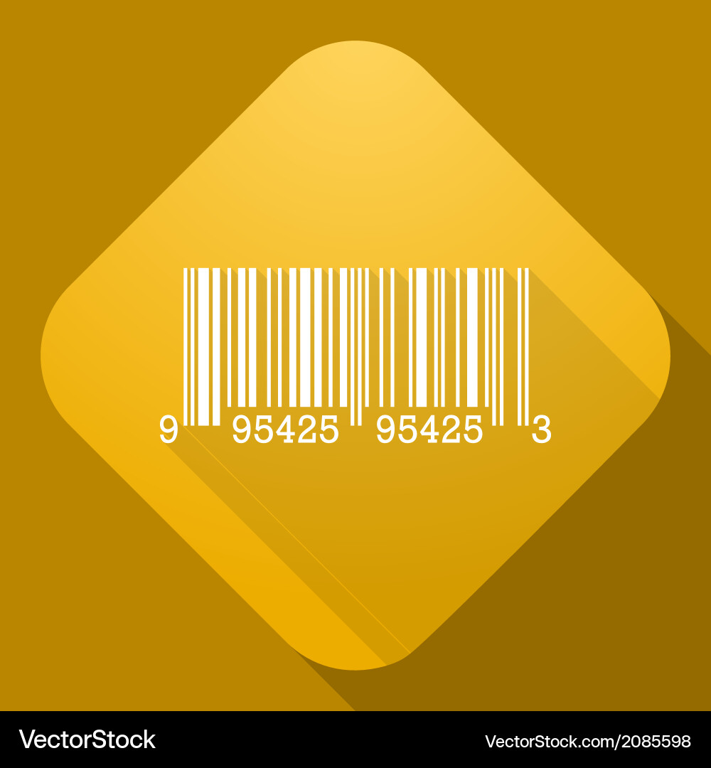 Icon of barcode sign with a long shadow Royalty Free Vector