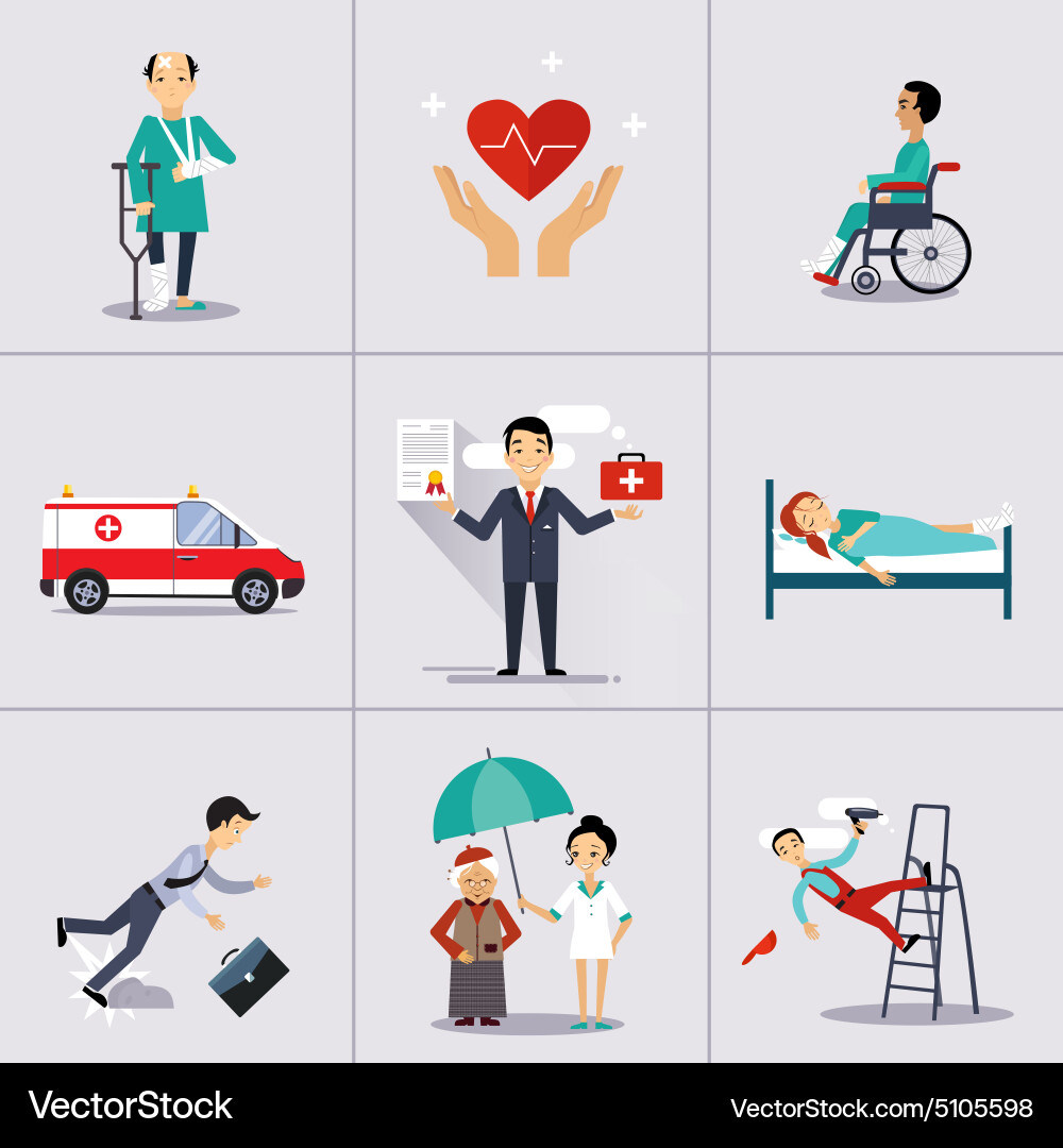 Insurance Character and Icons Template Royalty Free Vector