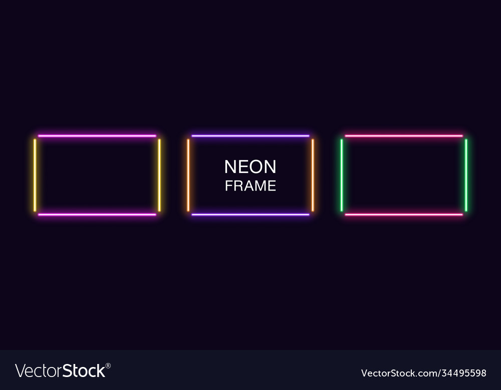 Neon rectangle frame set rectangular Royalty Free Vector