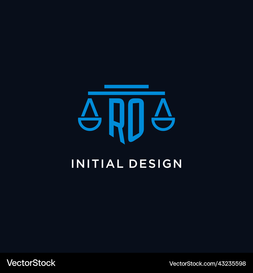 Ro monogram initial logo with scales of justice Vector Image