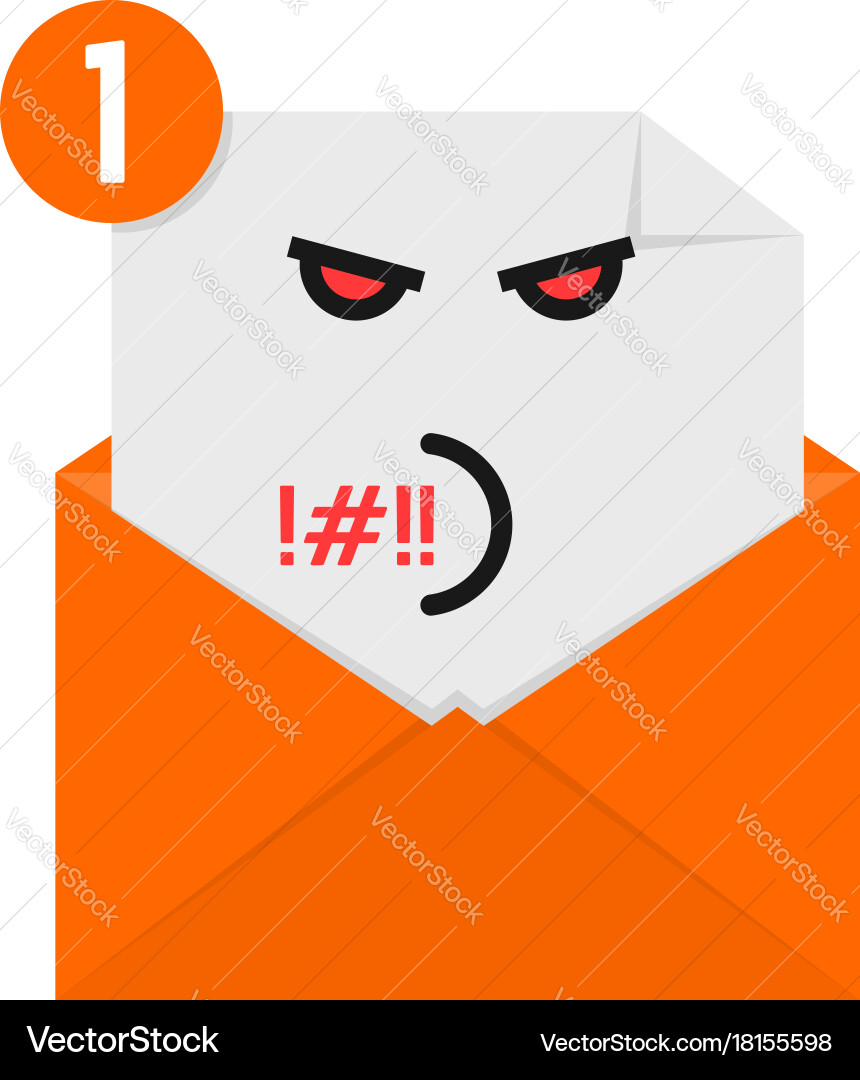 Rude emoji in orange letter notification Vector Image