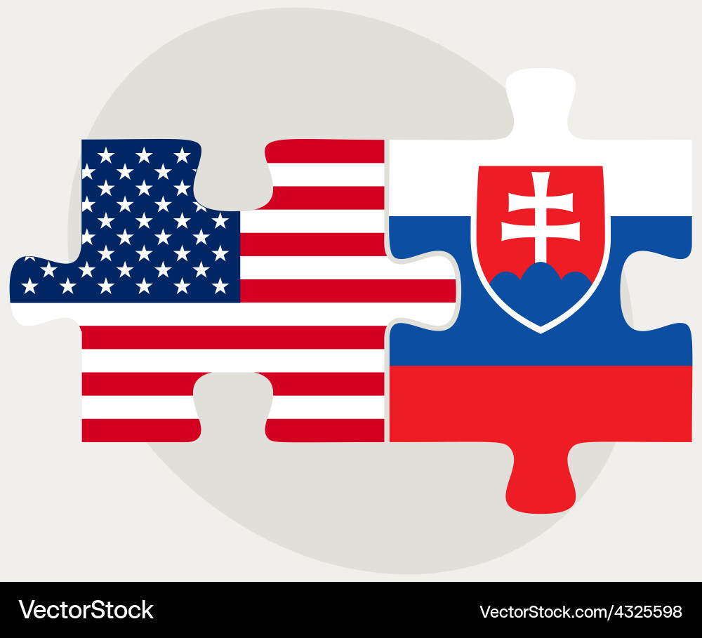 Usa and slovakia flags in puzzle Royalty Free Vector Image