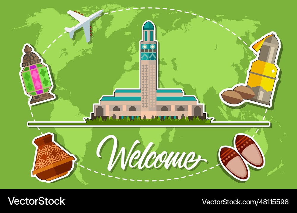 Welcome lettering with moroccan symbols Royalty Free Vector