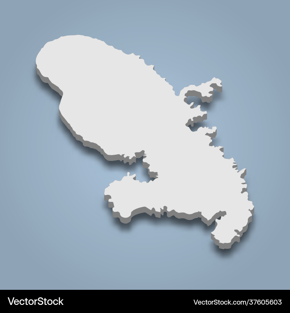 3d isometric map martinique is an island Vector Image