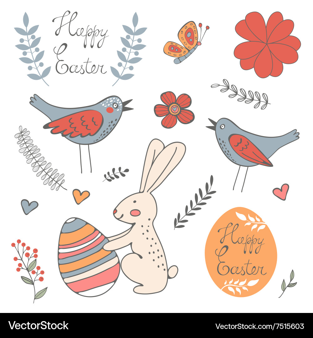 Beautiful collection of easter related graphic Vector Image