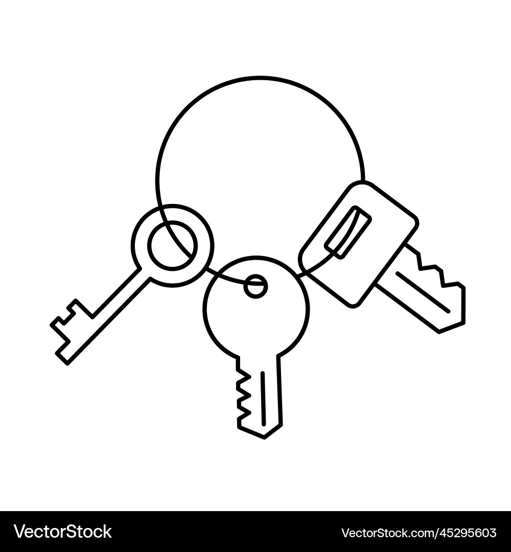 Bunch of keys line editable outline Royalty Free Vector
