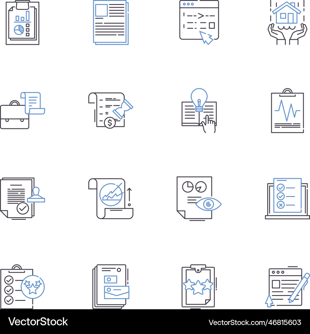 Compliance line icons collection regulations Vector Image