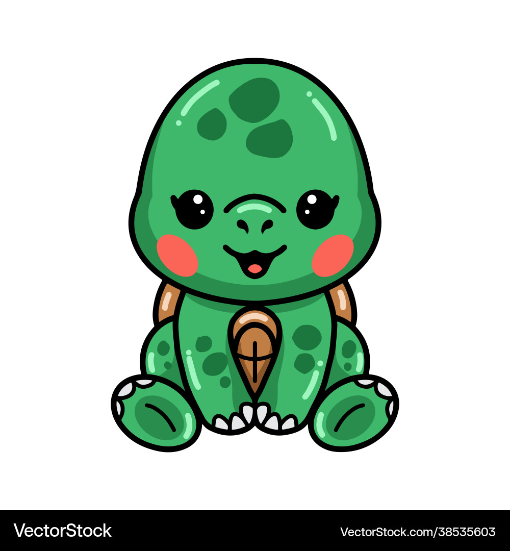 Cute baby turtle cartoon sitting Royalty Free Vector Image