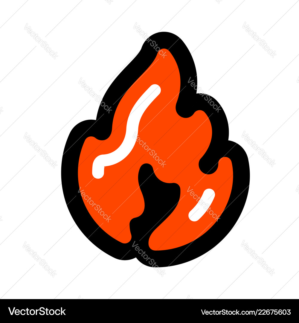 Fire flames red icons with outline black Vector Image