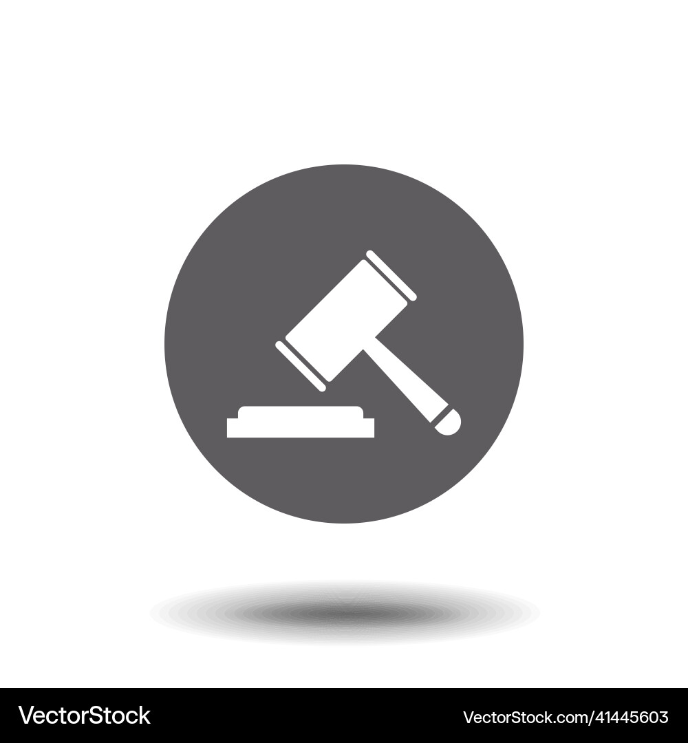 Hammer judge icon flat design best icon Royalty Free Vector