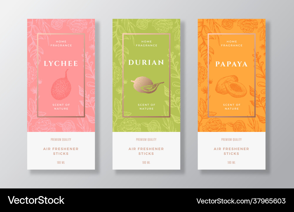 Home fragrance label templates set hand Royalty Free Vector