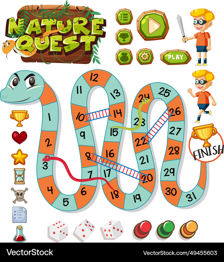 Jungle adventure a snakes and ladders game Vector Image