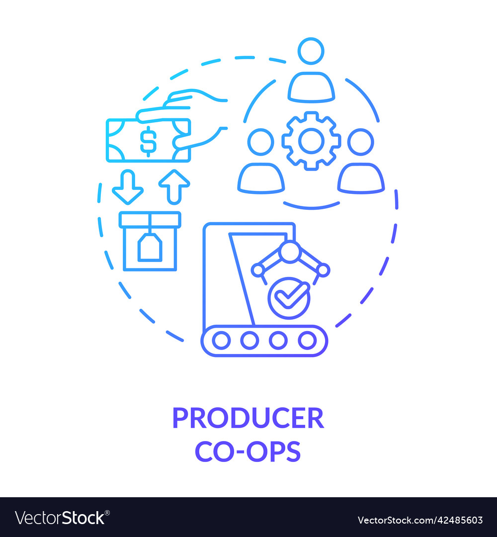 Producer co-ops blue gradient concept icon Vector Image Producer co-ops blue gradient concept icon Vector Image