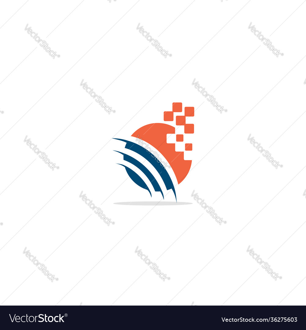Round science orbit digital logo Royalty Free Vector Image Round science orbit digital logo Royalty Free Vector Image