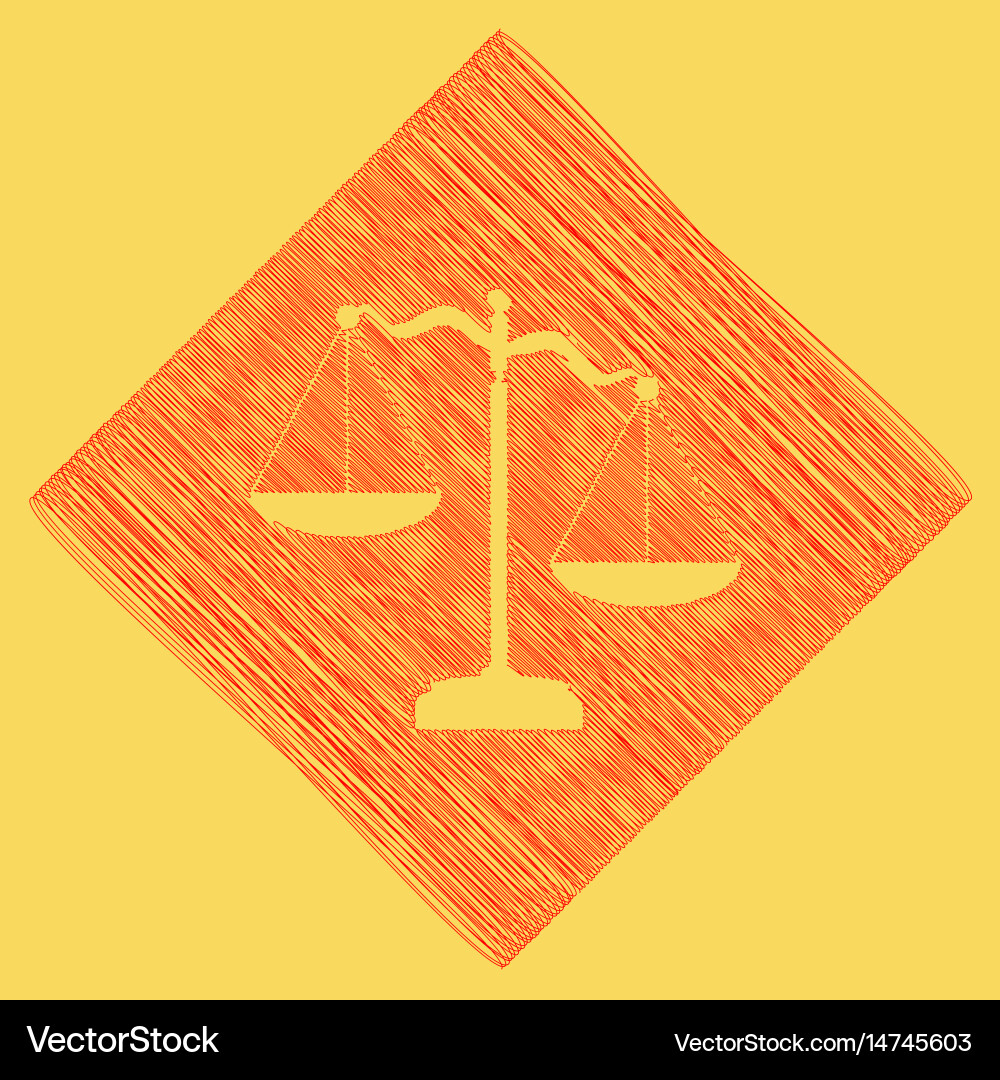 Scales of justice sign red scribble icon Vector Image