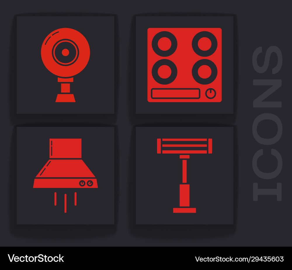 Set electric heater web camera gas stove Vector Image