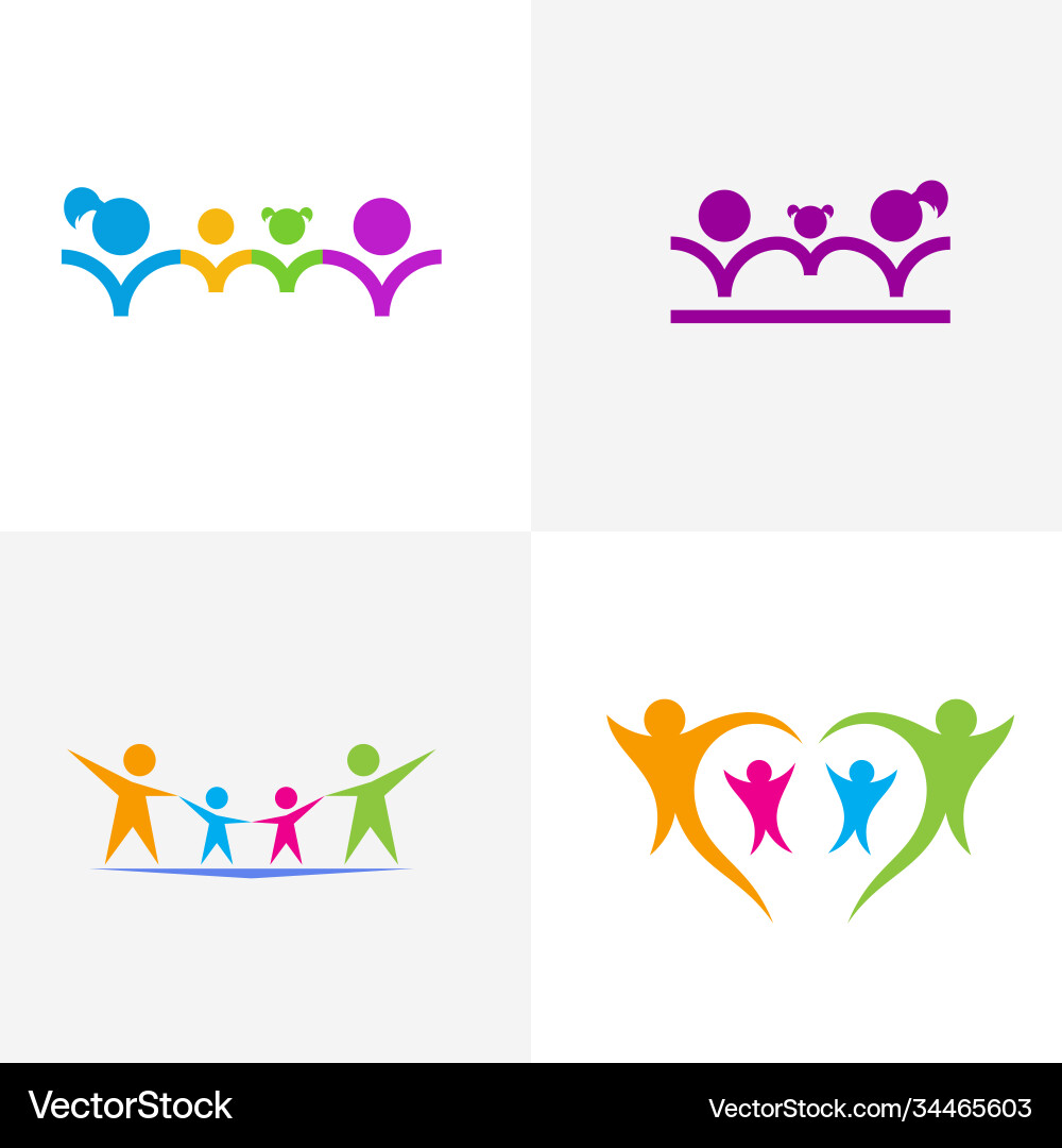 Set family logo design template design Royalty Free Vector