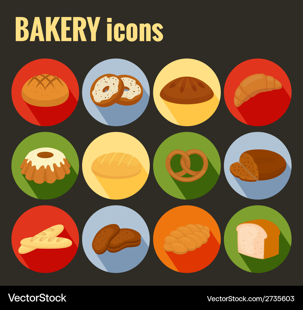 Set of colored bakery icons Royalty Free Vector Image