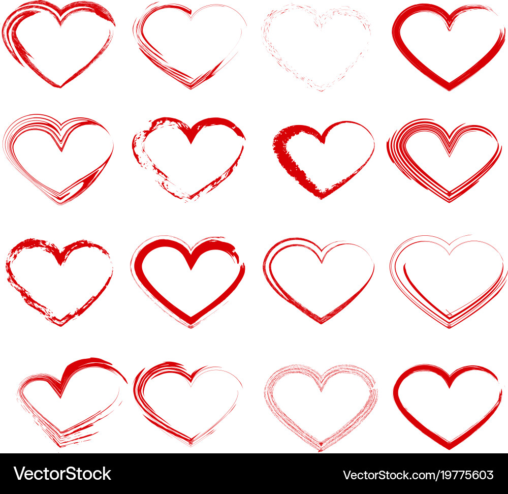 Set of grunge hearts Royalty Free Vector Image