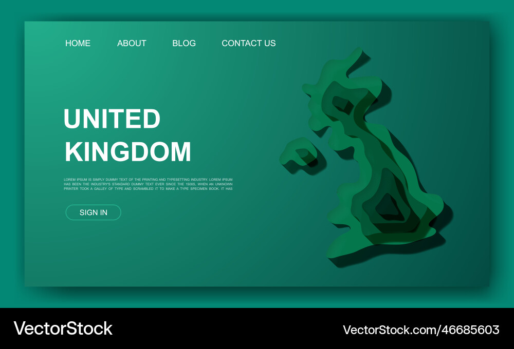 United kingdom 3d paper cut website template Vector Image