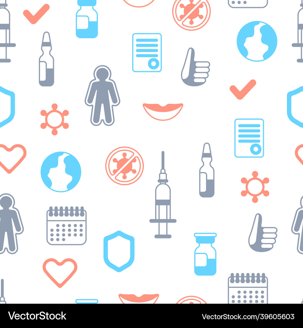 Vaccination seamless pattern with vaccine icons Vector Image