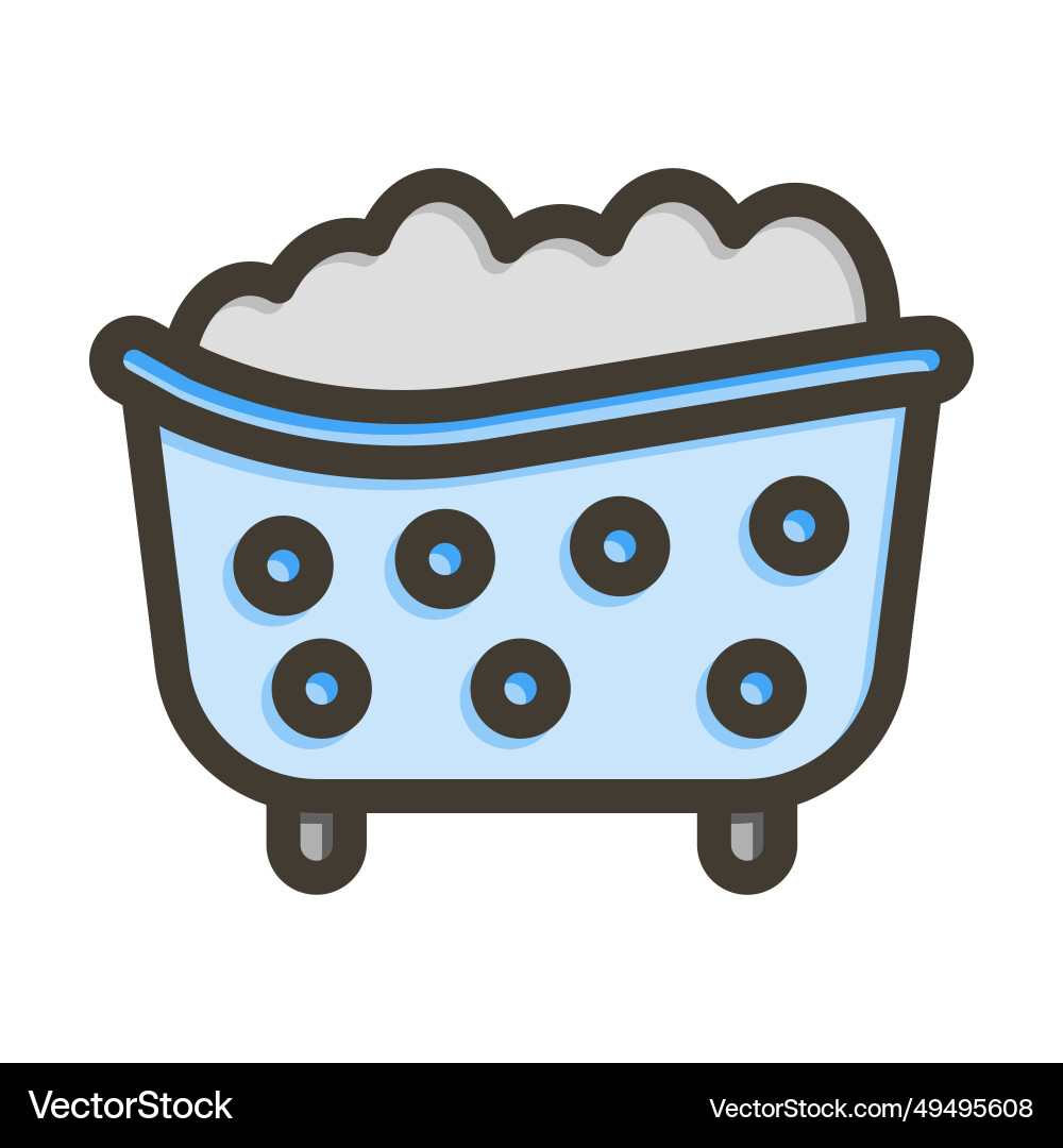 Bath tub thick line filled colors icon for Vector Image