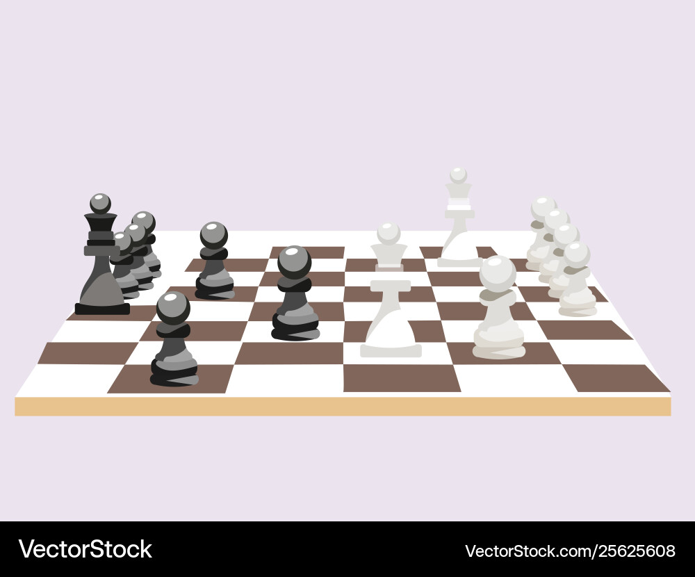 Chess board with figures game in minimalist Vector Image