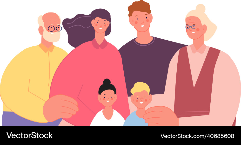 Family crowd protection and supporting hug Vector Image