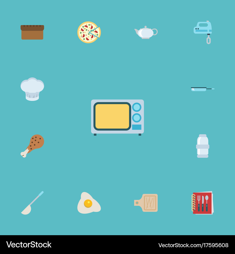 Flat icons chef hat blender omelette and other Vector Image