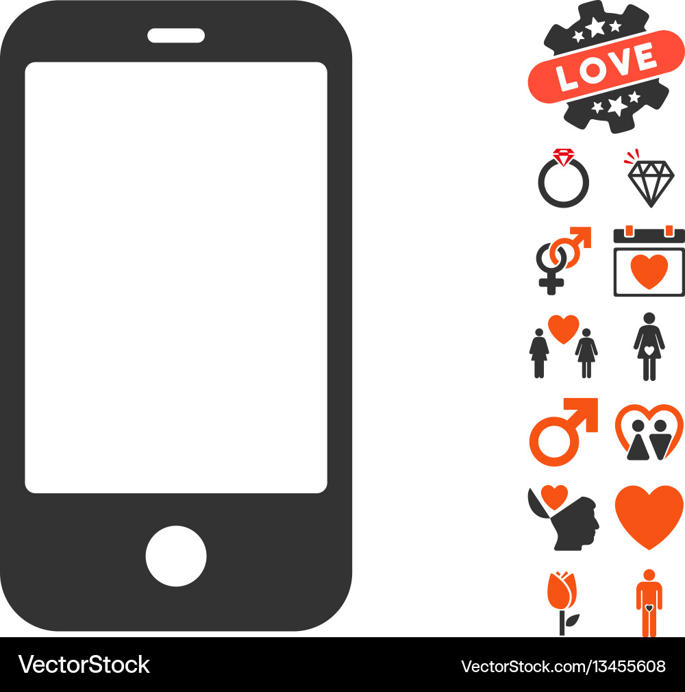 Smartphone icon with love bonus Royalty Free Vector Image
