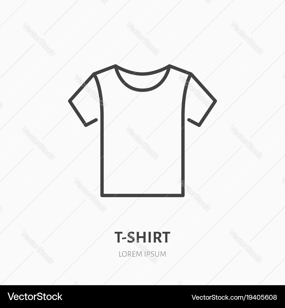 T-shirt flat line icon apparel store sign thin Vector Image