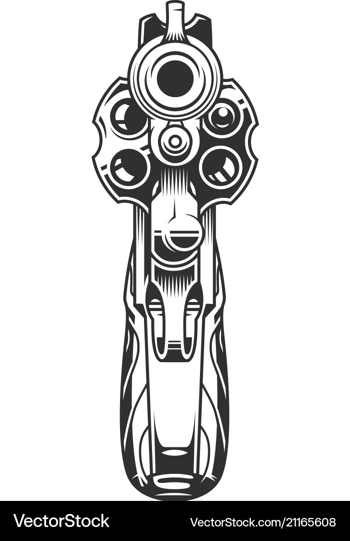 Vintage revolver gun front view concept Royalty Free Vector