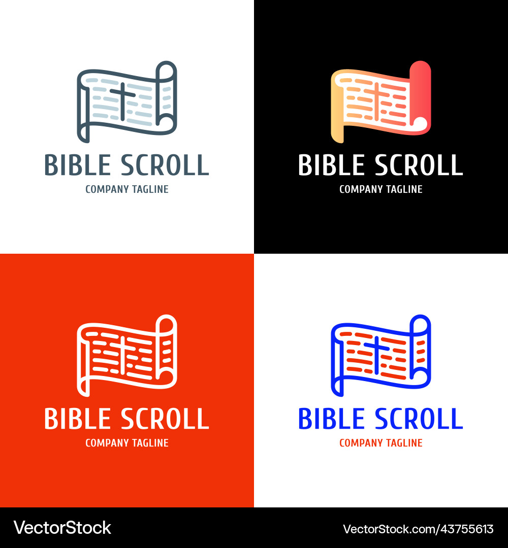 Biblical scroll with a cross in the center logo Vector Image