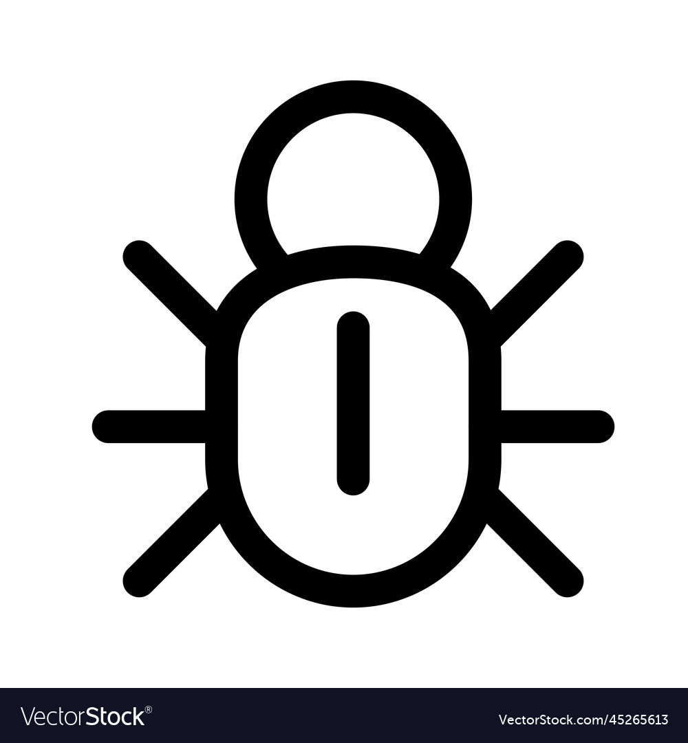 Bug icon line isolated on white background black Vector Image
