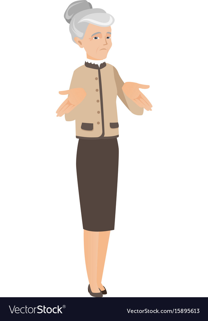 Caucasian business woman shrugging shoulders Vector Image