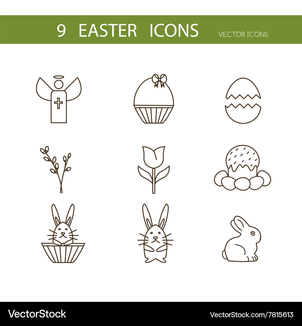 Collection of cute easter icons Royalty Free Vector Image