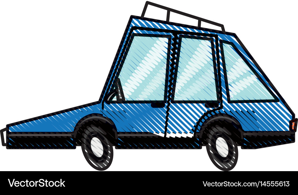 Drawing blue car transport concept design Vector Image