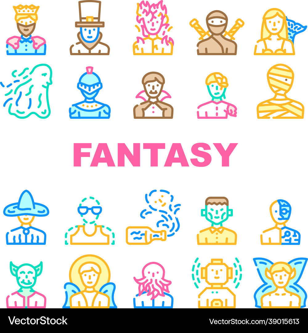 Fantasy and magical character icons set Royalty Free Vector